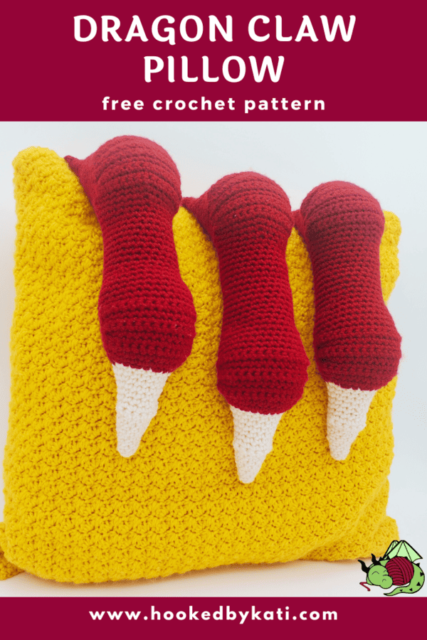 Free Dragon Pillow Crochet Pattern | Dragon Claw Pillow - Hooked by Kati
