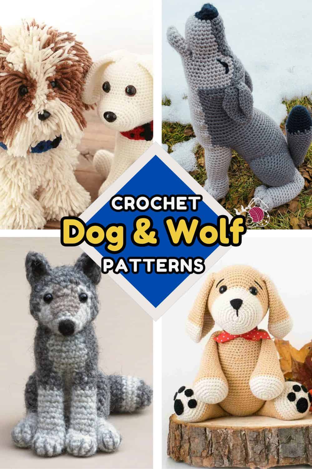 Wonderful Crochet Dog and Wolf Patterns | 12 Patterns - Hooked by Kati